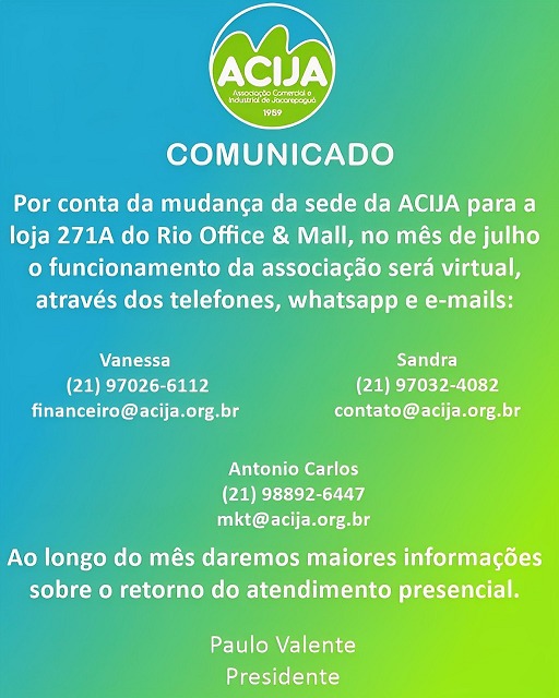 Comunicado Nova Sede Acija - Acija - Associação Comercial e Industrial ...